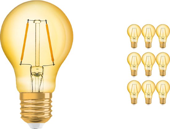 Voordeelpak 10x Osram Vintage 1906 LED Klassiek E27 A 2.5W 824 Filament Goud | Zeer... | bol.com