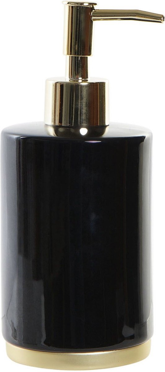 Zeeppompje/zeepdispenser zwart en goudkleurig keramiek en metaal 350 ml ...