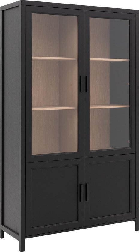 Goossens Vitrinekast Roel, 2 Glasdeuren 2 Dichte Deuren, 205 Cm Hoog ...