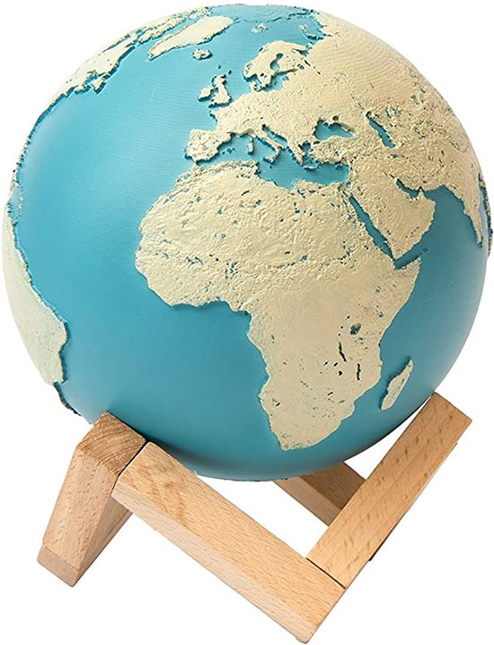 Fisura Tafellamp Wereldbol 1w 15 Cm Pvc/hout Blauw/beige | bol