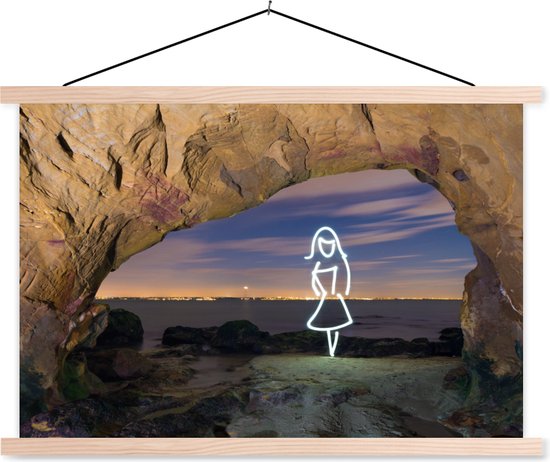 Affiche scolaire - Un dessin avec des lampes LED d'une fille le long de ...