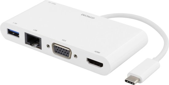 Deltaco USBC-HDMI14 USB-C Dockingstation - HDMI 4K/VGA/Gigabit Ethernet ...