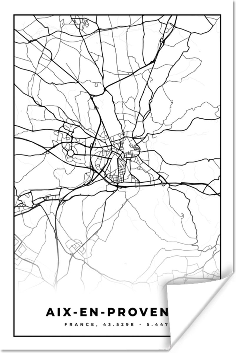 Affiche Plan de ville - Aix-en- Provence - France - Carte - Carte ...