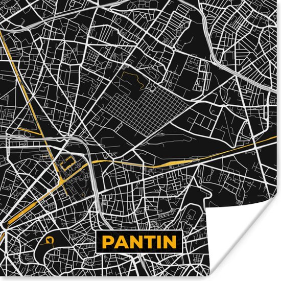 Poster Kaart - Plattegrond - Pantin - Stadskaart - Frankrijk - 100x100 ...