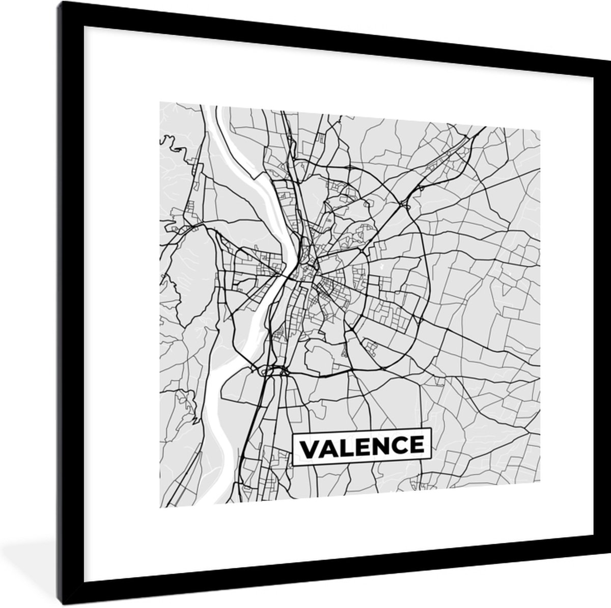 Fotolijst incl. Poster - Kaart - Stadskaart - Valence - Plattegrond ...