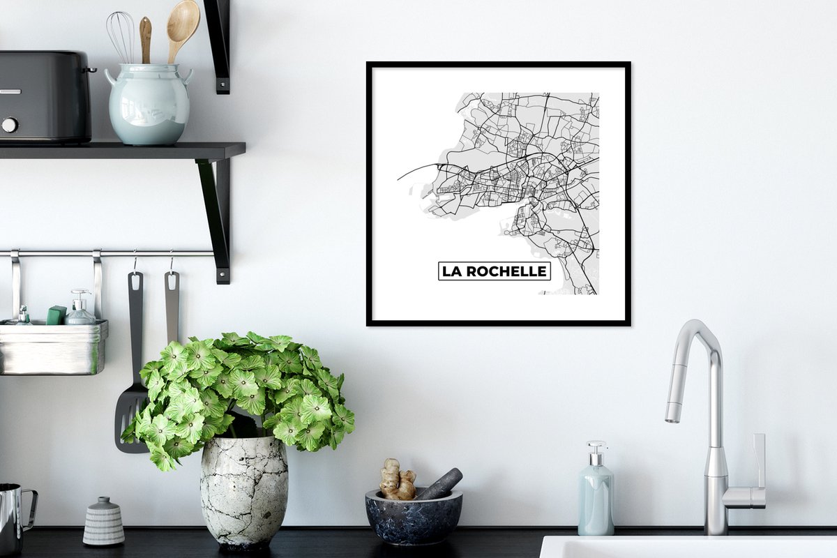 Fotolijst incl. Poster - Frankrijk - Plattegrond - Kaart - La Rochelle ...
