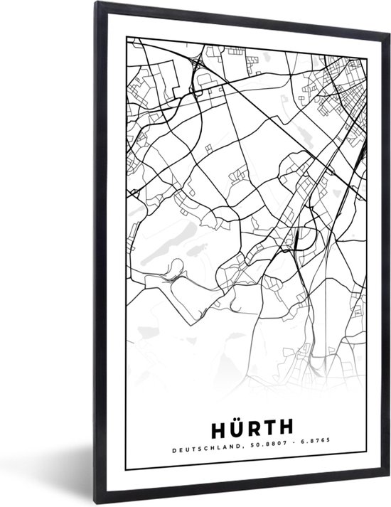 Fotolijst incl. Poster - Plattegrond - Hürth - Stadskaart - Kaart ...