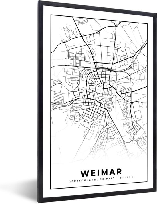 Fotolijst incl. Poster - Plattegrond - Kaart - Stadskaart - Weimar ...