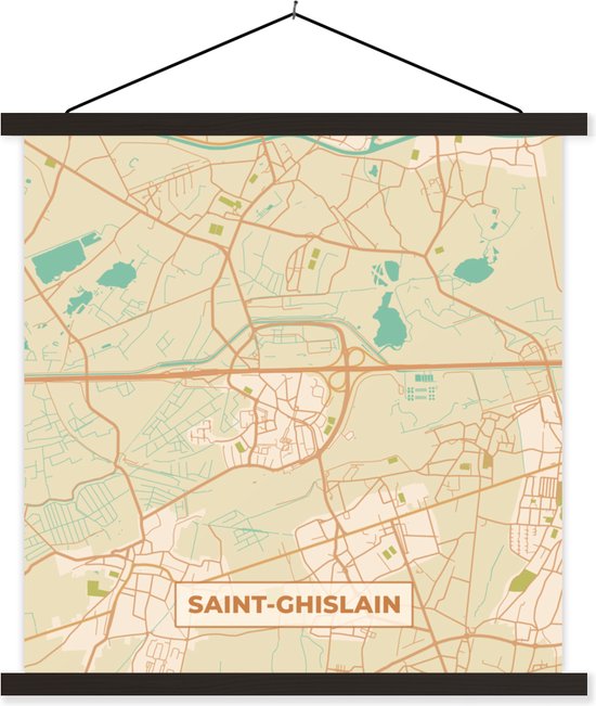 Posterhanger incl. Poster - Schoolplaat - Stadskaart - Saint-Ghislain ...
