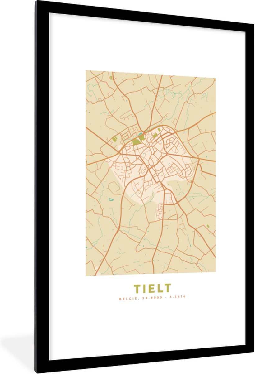 Fotolijst incl. Poster - Tielt - Kaart - Plattegrond - België ...
