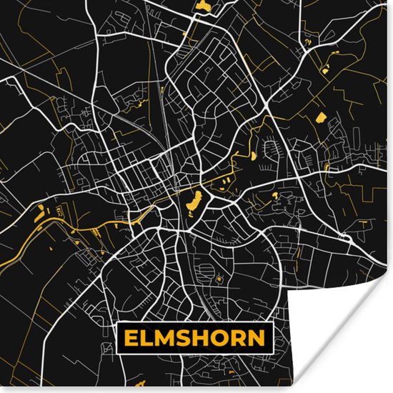 Poster Elmshorn – Stadskaart – Gold – Plattegrond – Stadskaart – Kaart ...