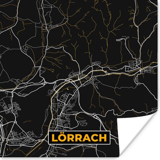 Poster Stadskaart – Kaart – Lörrach – Gold – Duitsland – Plattegrond ...