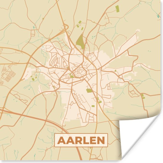 Poster Retro - Aarlen - Plattegrond - Stadskaart - Kaart - 50x50 cm ...