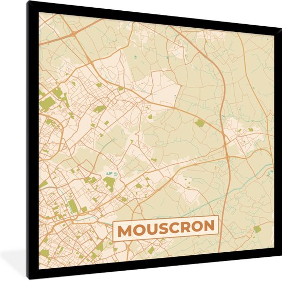 Fotolijst incl. Poster - België - Kaart - Plattegrond - Mouscron ...