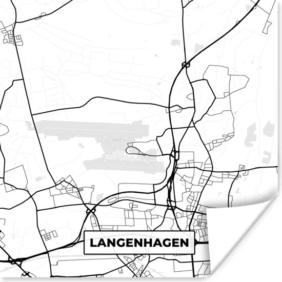 Poster Stadskaart - Kaart - Langenhagen - Plattegrond - 30x30 cm | bol