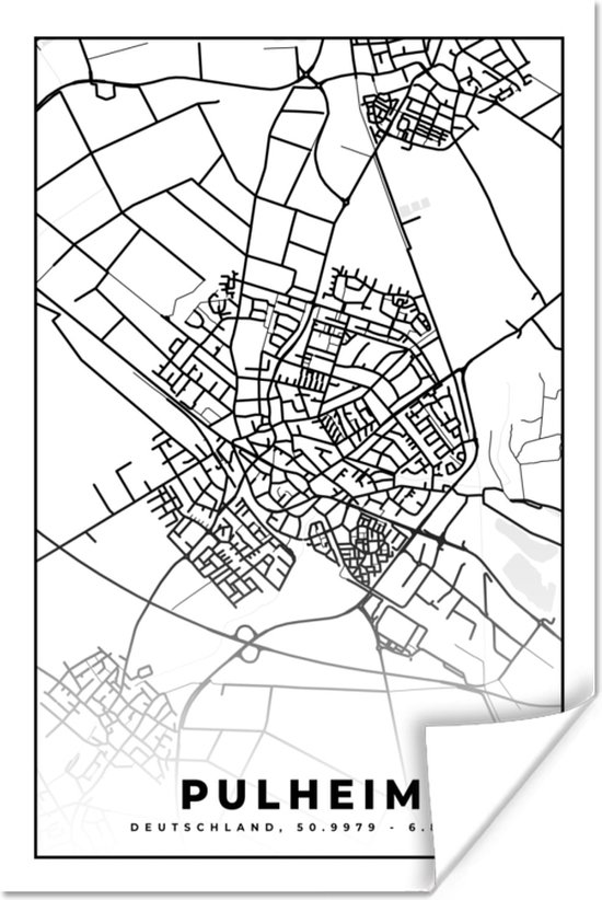 Poster Kaart - Pulheim - Stadskaart - Plattegrond - 60x90 cm | bol.com