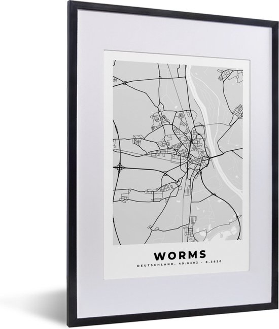 Fotolijst incl. Poster - Plattegrond - Worms - Kaart - Stadskaart ...