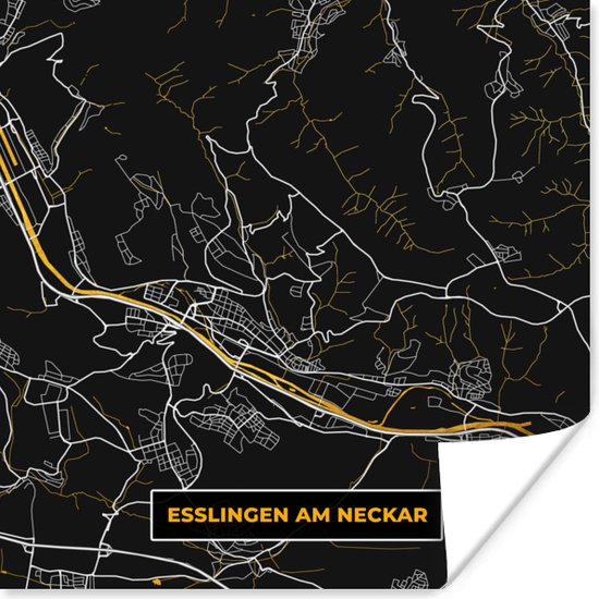 Poster Esslingen Am Neckar - Goud - Stadskaart - Plattegrond - Kaart ...