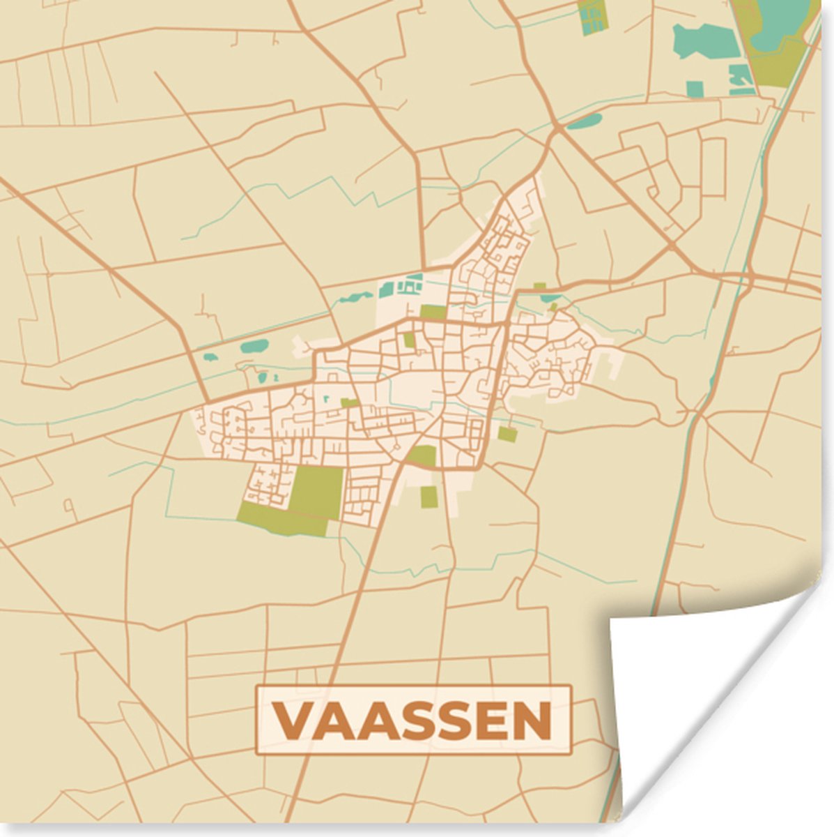 Affiche Carte - Vaassen - Carte - Plan de la ville - Vintage - 30x30 cm ...