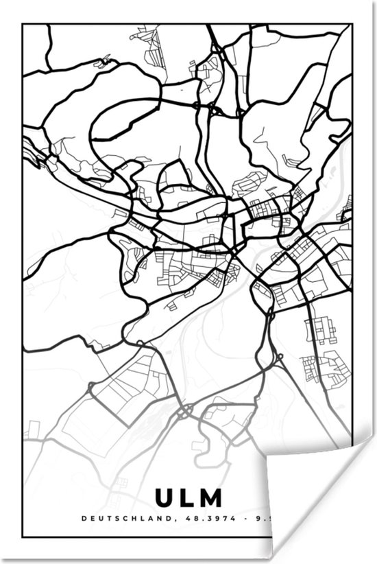 Poster Plattegrond - Ulm - Kaart - Stadskaart - 40x60 cm | bol.com