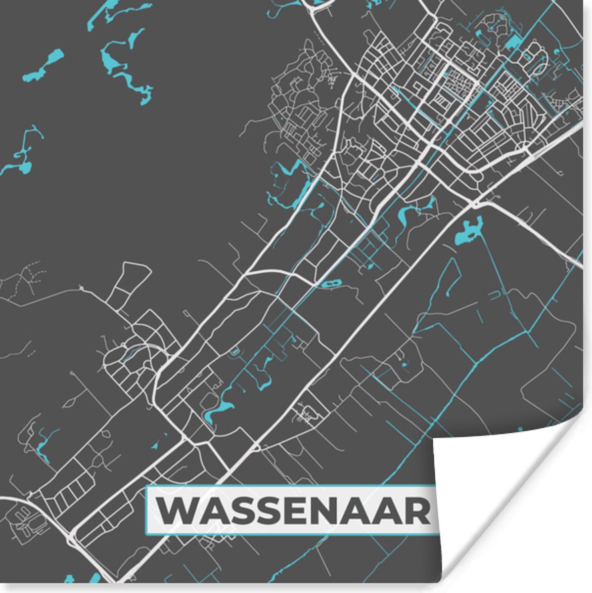 Poster Kaart - Plattegrond - Stadskaart - Wassenaar - 75x75 cm | bol.com