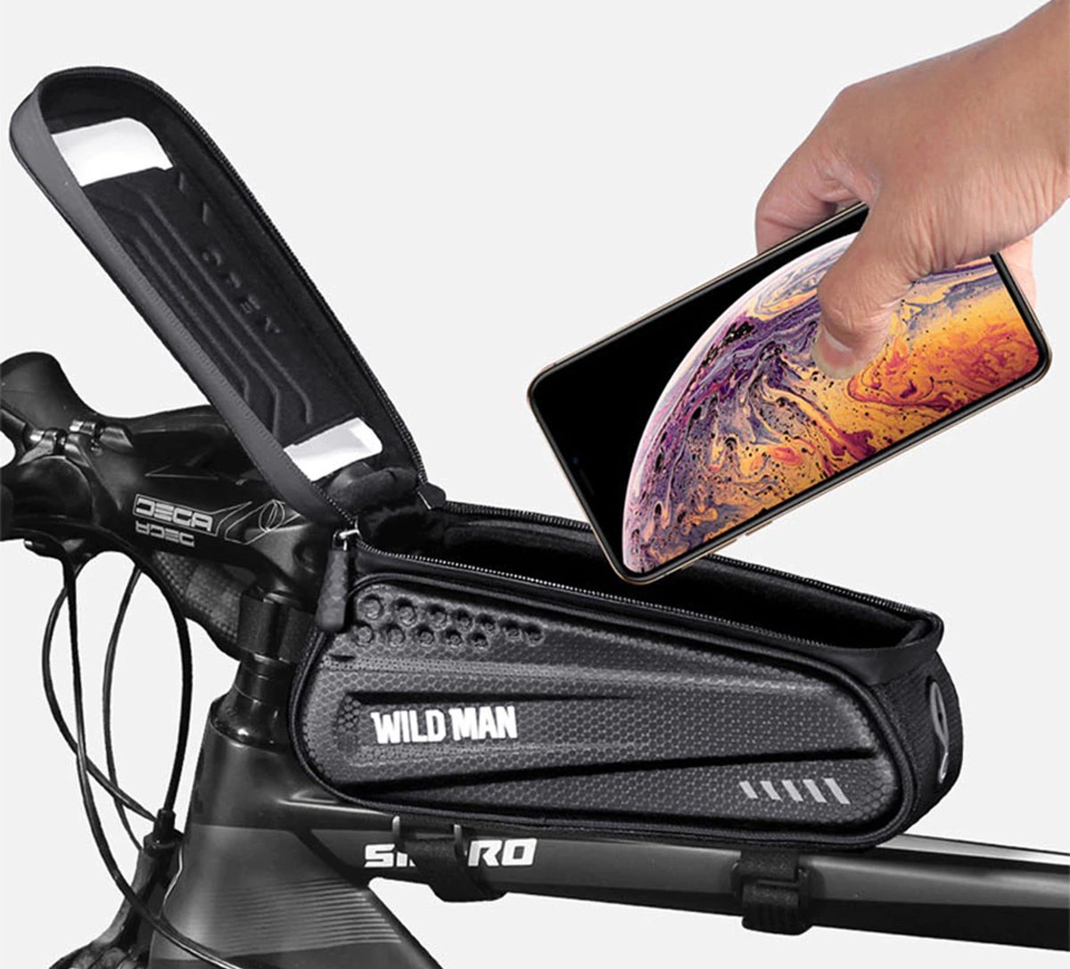 Frametas Fiets Waterdicht Zwart – Fietstas – Telefoonhouder fiets ...