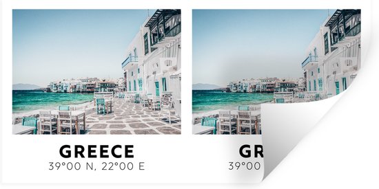 Muurstickers - Sticker Folie - Griekenland - Blauw - Zee - Terras ...