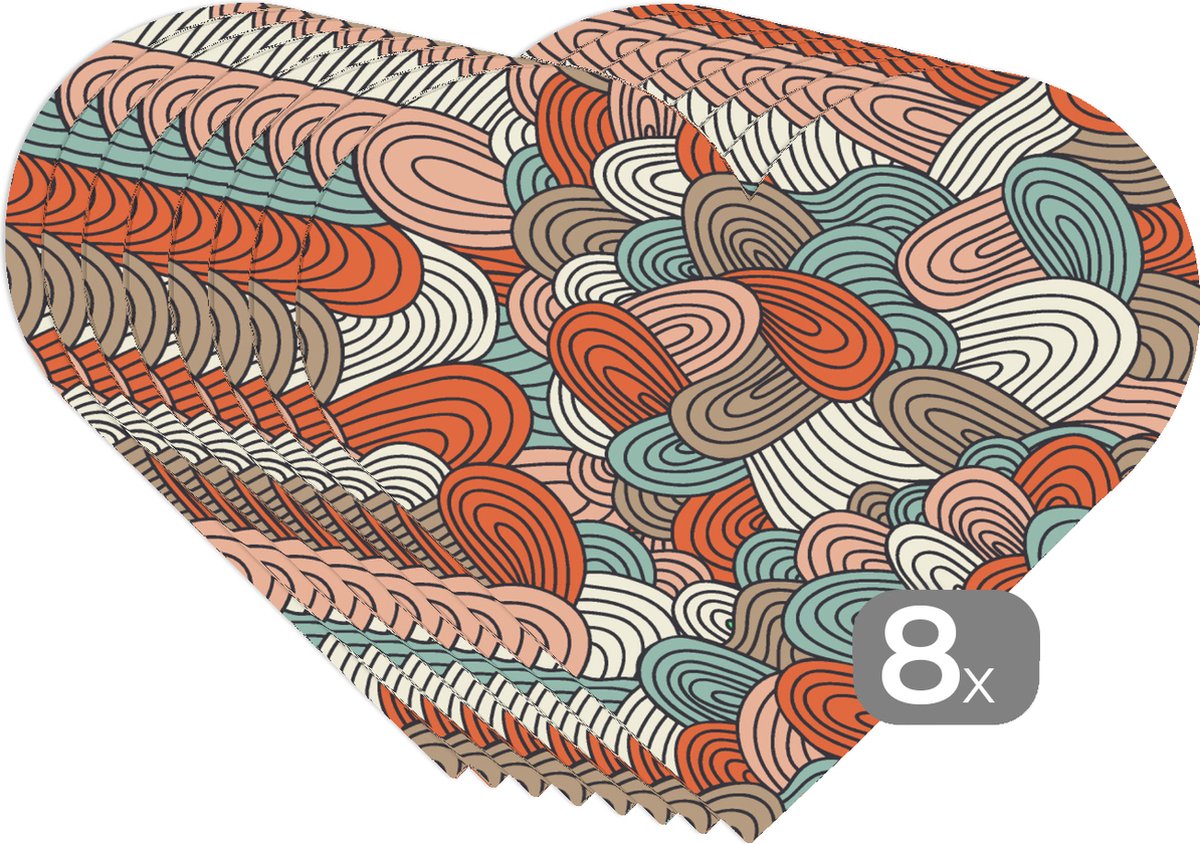 Onderleggers - Placemats - Placemats hartje - Boho - Patroon - Line art ...
