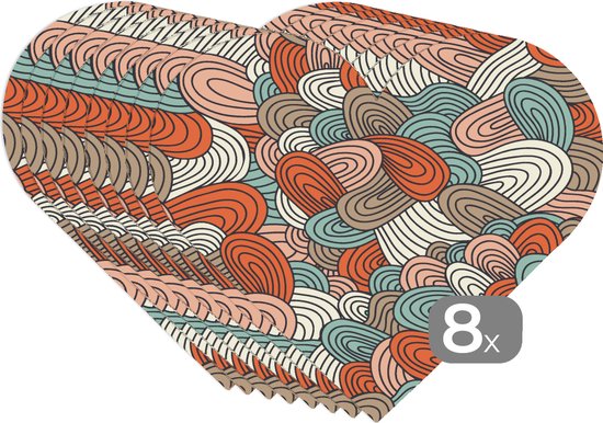 Onderleggers - Placemats - Placemats hartje - Boho - Patroon - Line art ...