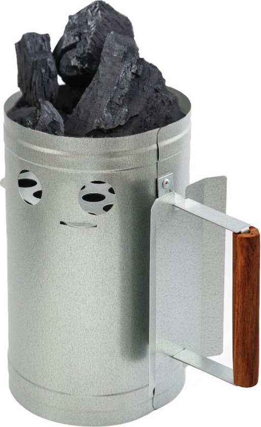 BBQ briketten/houtskool starter met houten handvat 27 cm - BBQ starter ...