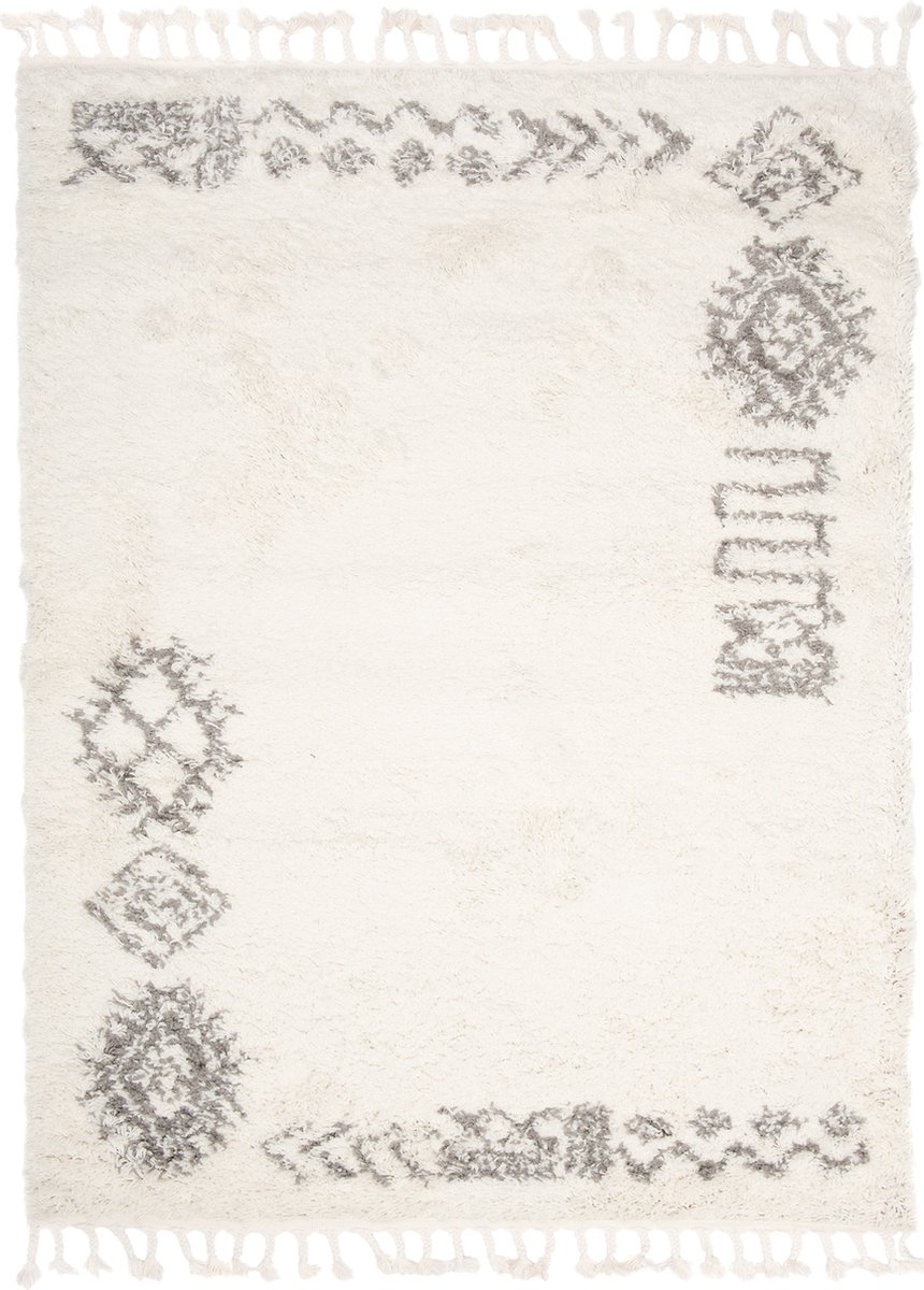 Tapiso Boho Vloerkleed Hoogpolig Met Kwastjes Bohemian Tapijt Maat ...