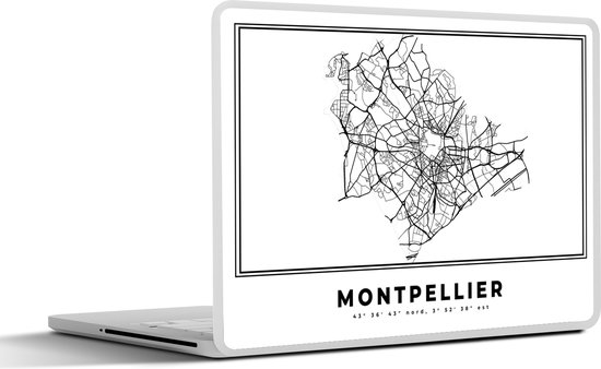 Laptop sticker - 12.3 inch - Montpellier – Plattegrond - Zwart Wit ...