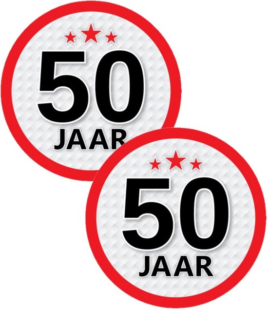 20x stuks 50 jaar leeftijd sticker rond 15 cm - 50 jaar verjaardag/jubileum versiering... | bol.com