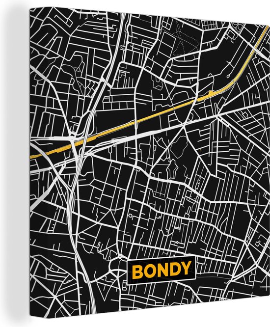 Canvas Schilderij Plattegrond - Frankrijk - Bondy - Stadskaart - Kaart ...