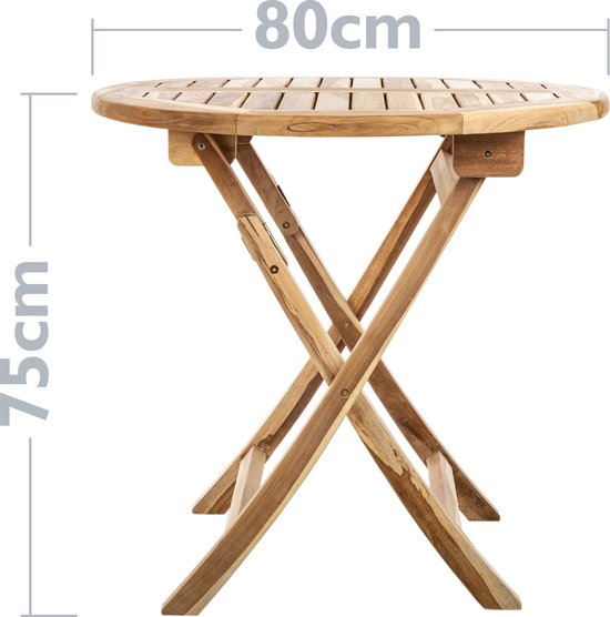 PrimeMatik - Ronde opvouwbare tuintafel 80 cm van gecertificeerd ...
