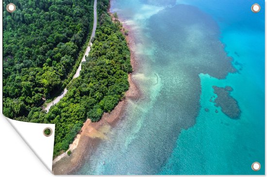 Vue à vol d'oiseau de la mer avec zone forestière au Siam affiche de ...