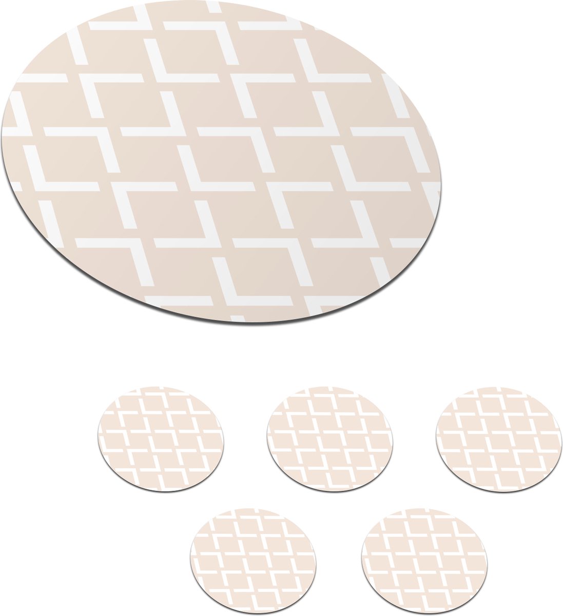 Onderzetters voor glazen - Rond - Design - Lijn - Patroon - Beige ...