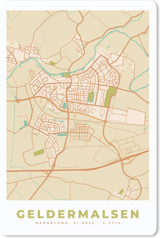 Muismat - Mousepad - Plattegrond - Geldermalsen - Vintage - Kaart ...