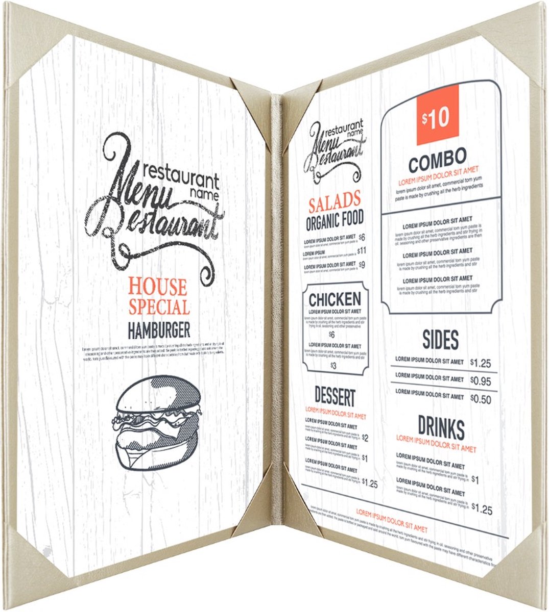 Goodline® - Menumap / Menukaart Mappen - 2x A4 - Champagne Goud | bol.com