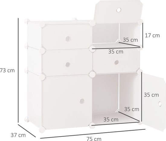 HOMCOM rek met opbergboxen kast -kledingkast wit grijs | bol