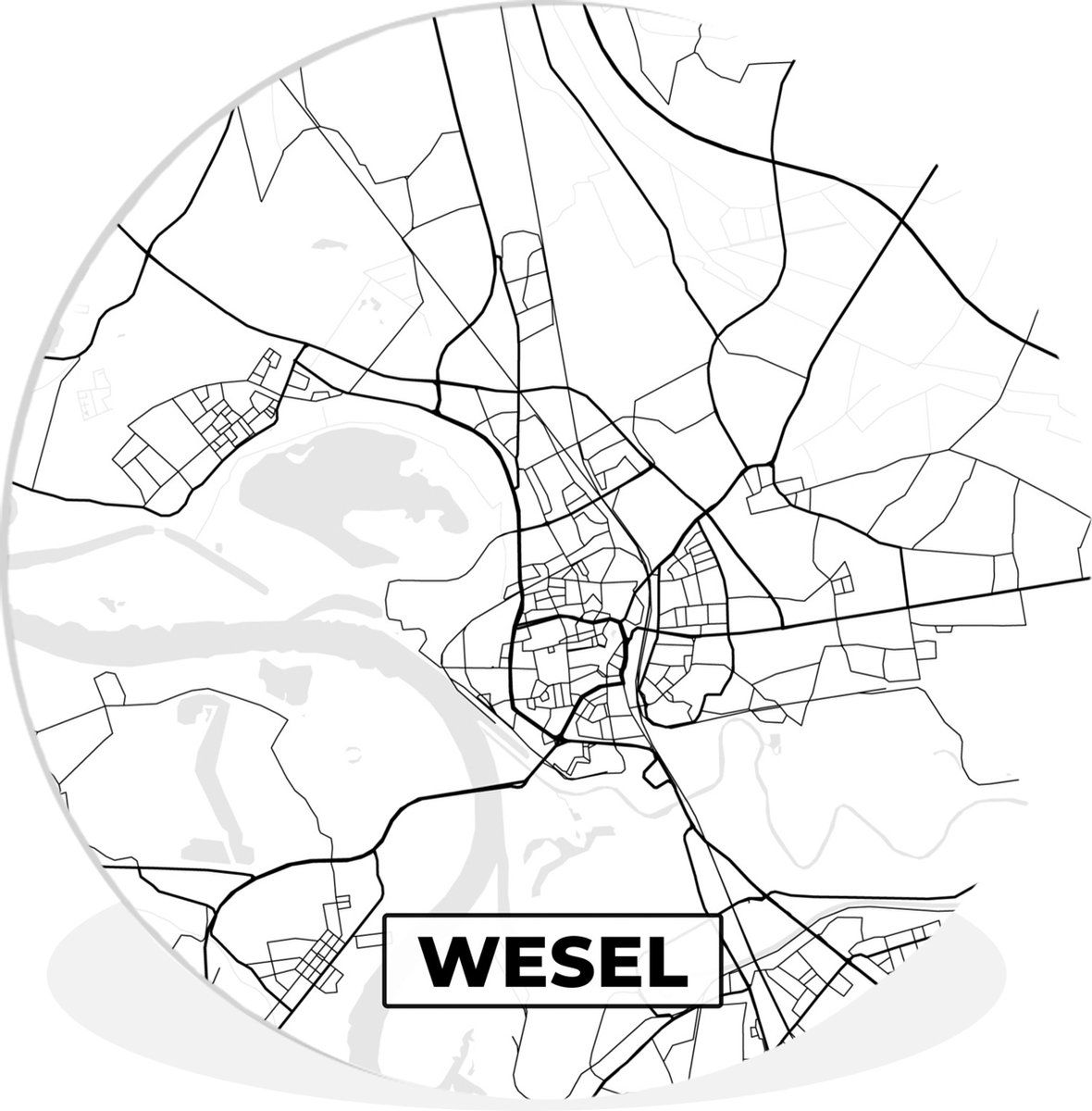 Wall Circle - Wall Circle Indoor - City Map - Map - Wesel - Map - ⌀ 150 ...