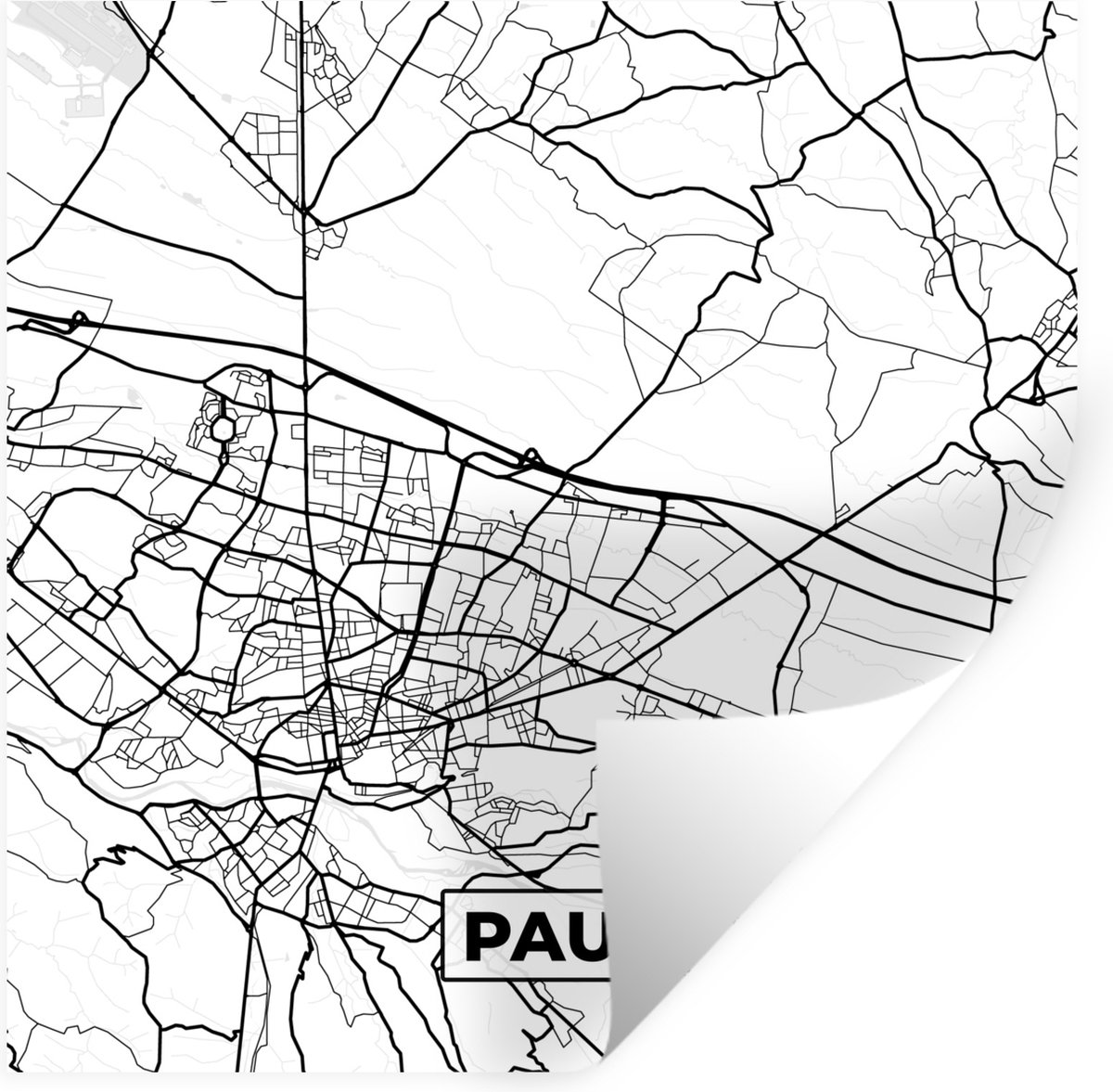 Stickers muraux - France - Carte - Pau - Plan de la ville - Carte ...