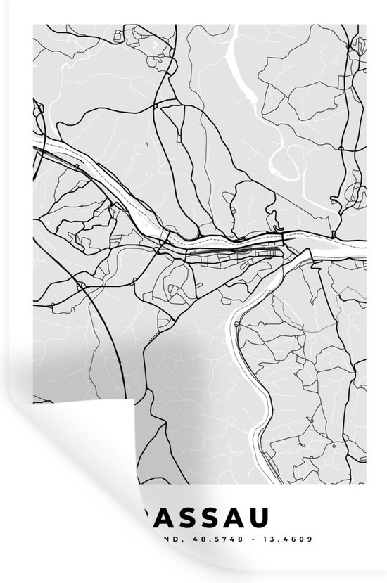 Muurstickers - Sticker Folie - Passau - Stadskaart - Plattegrond ...
