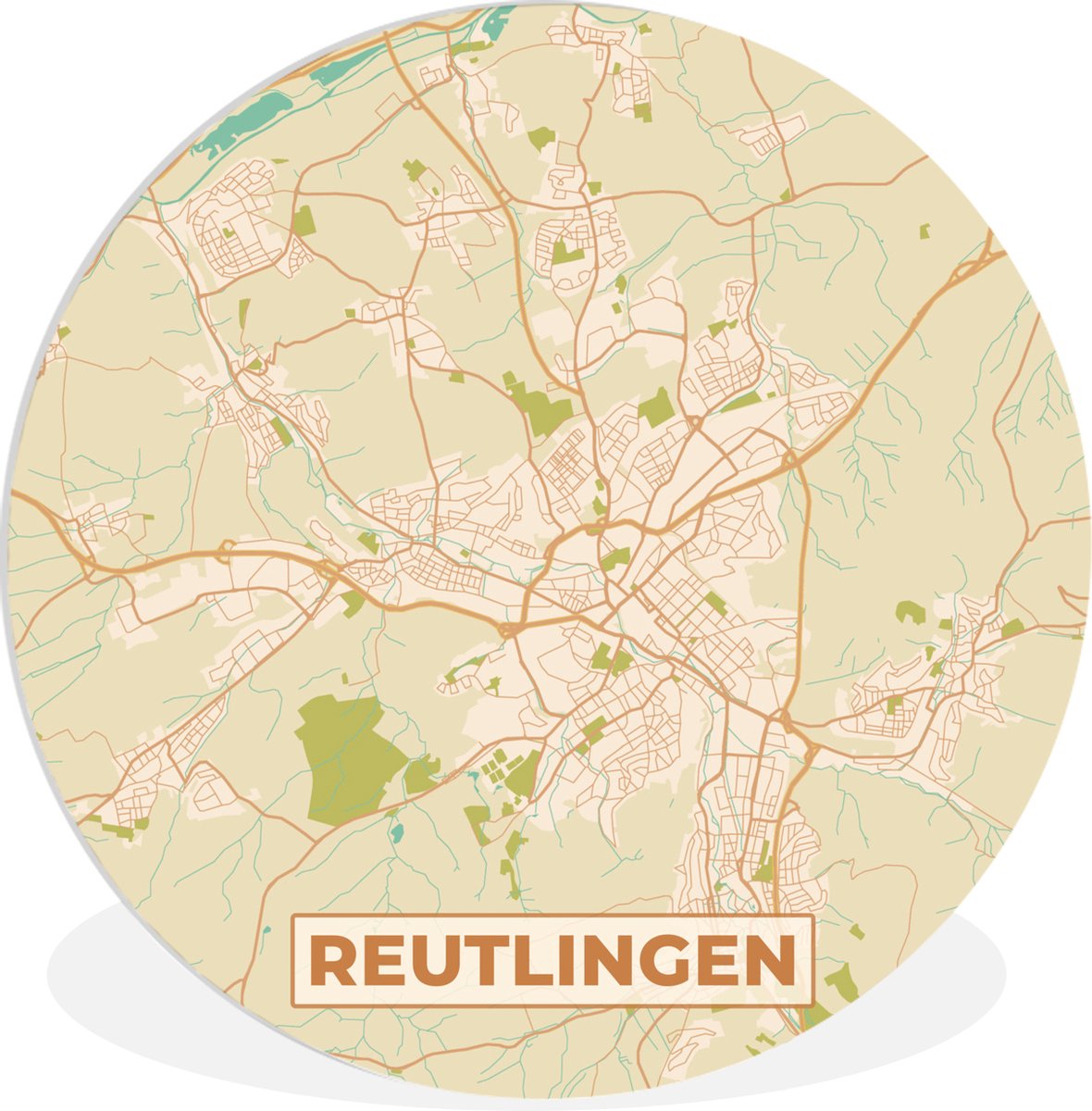 Wall Circle - Wall Circle Indoor - Map - Reutlingen - Vintage - City ...