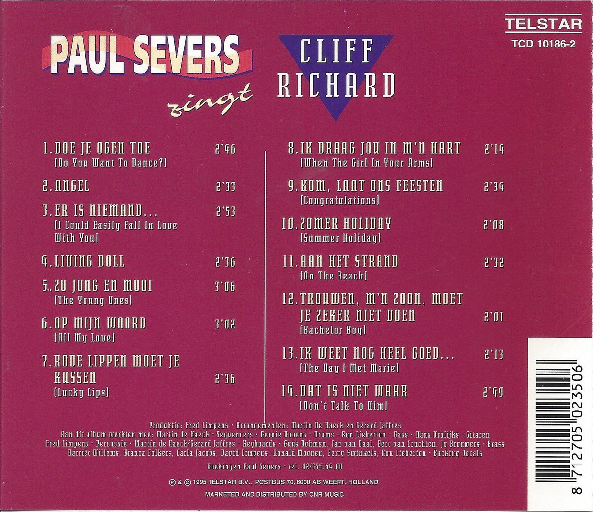 Paul Severs - Zingt Cliff Richard, Paul Severs | CD (album) | Muziek ...
