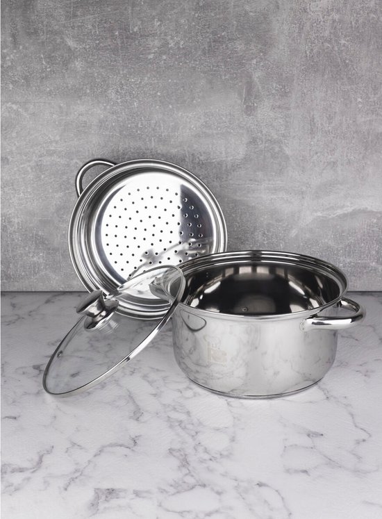 Renberg Stoompan 3.1 Liter - Rijst- en Groentestomer - 3-delig - Ø 20 ...