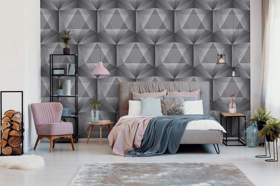 Fotobehang - Vlies Behang - Geometrische 3D Driehoeken - 208 x 146 cm | bol