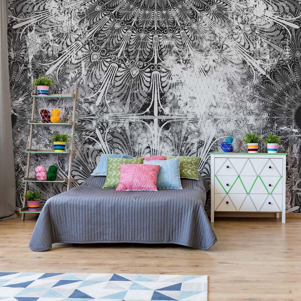 Fotobehang - Vlies Behang - Lace pattern - zwart-wti - 208 x 146 cm | bol