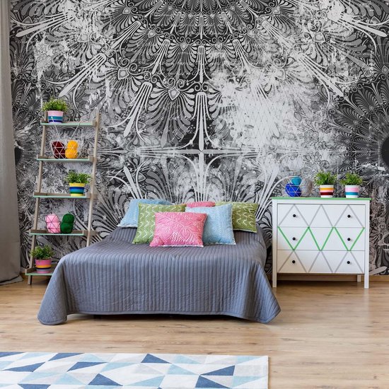 Fotobehang - Vlies Behang - Lace pattern - zwart-wti - 208 x 146 cm ...