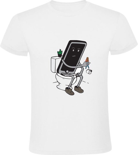 Telefoon op de wc Heren T-shirt | mobiel | toilet | humor | grappig ...